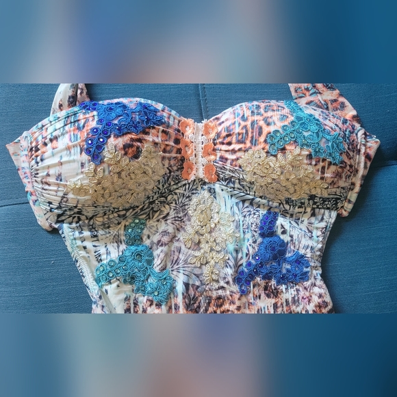 Despi | Swim | Despi Swimsuit Gold Embroidery With Blue Rhinestone ...